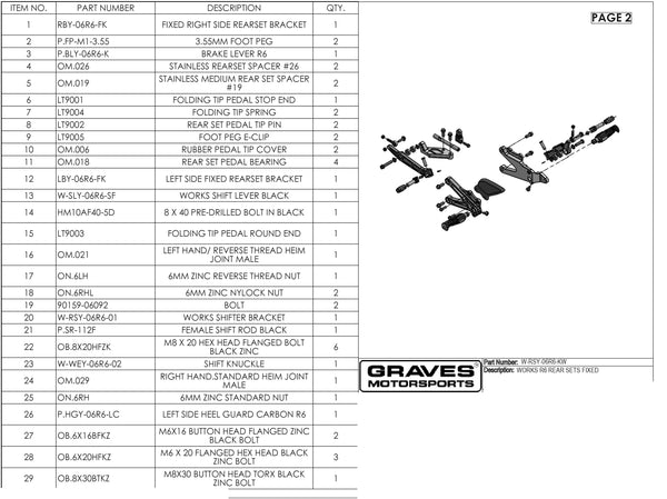 Graves Motorsports Yamaha R6 WORKS Rearsets Fixed – EDR Performance